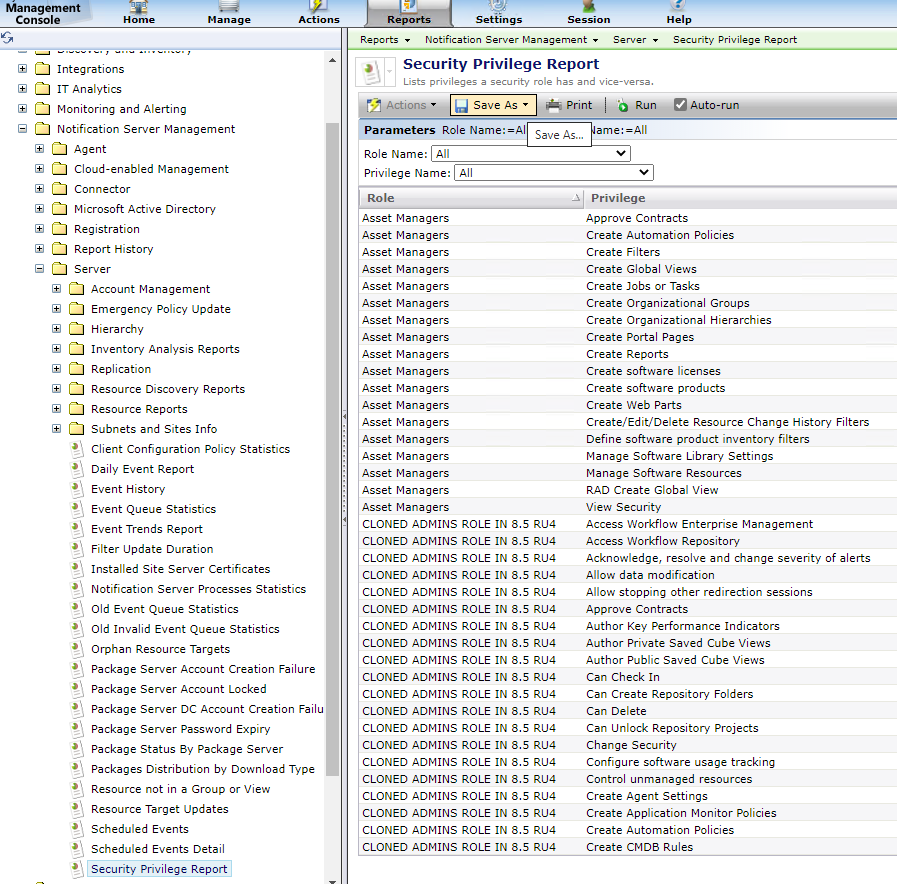 SQL query to list / map Symantec role based permissions to the user ...