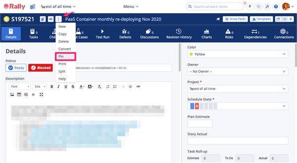 New feature release: Pinned Items & Recent Items | Rally Software