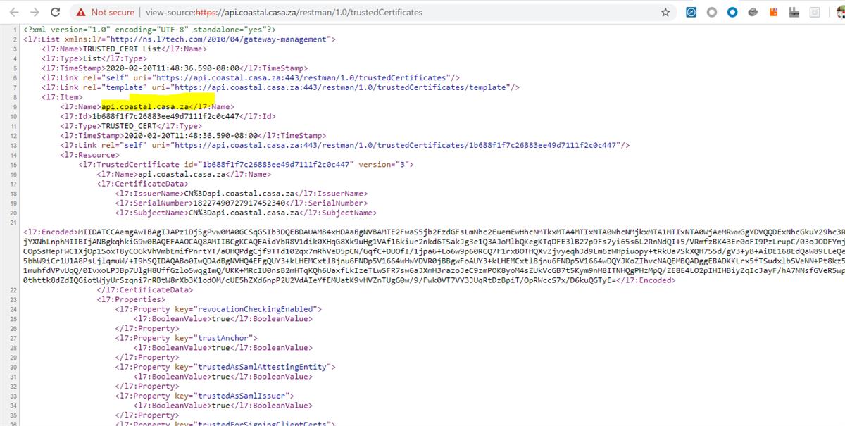 How to find alias name for certificates in CA API Gateway? | Layer7 API ...