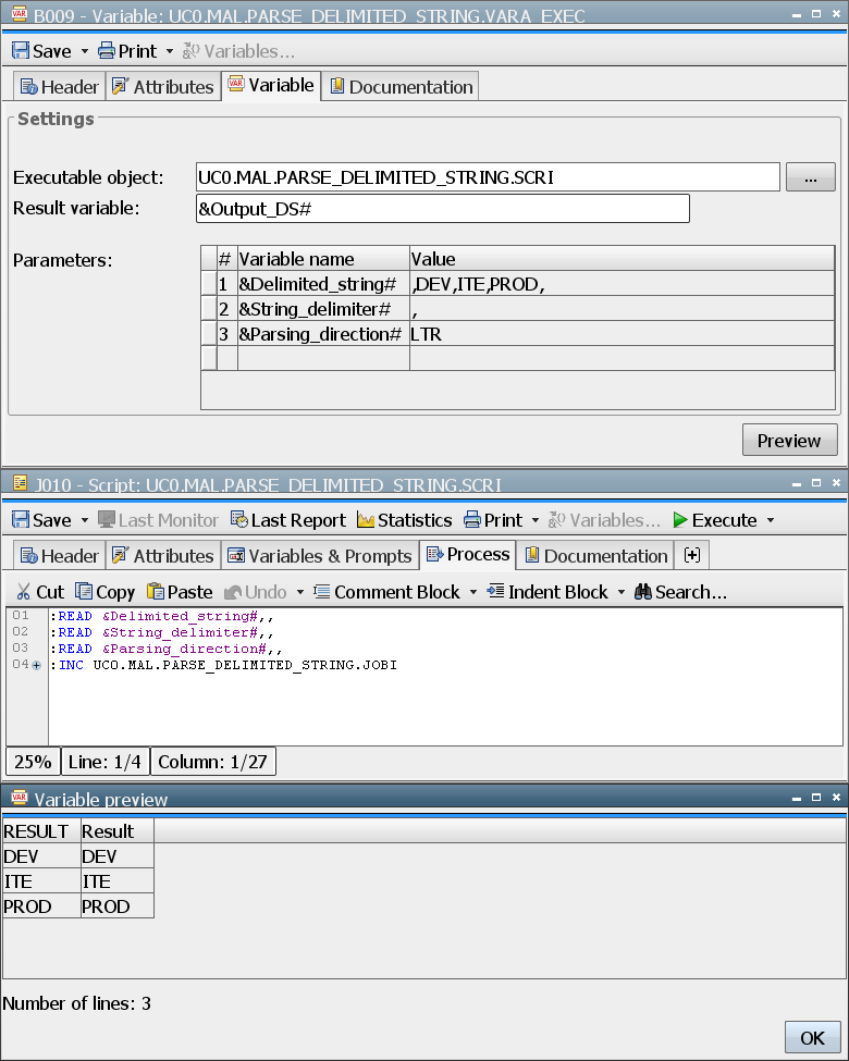 Parse delimited string and create data sequence | Automic Workload Automation