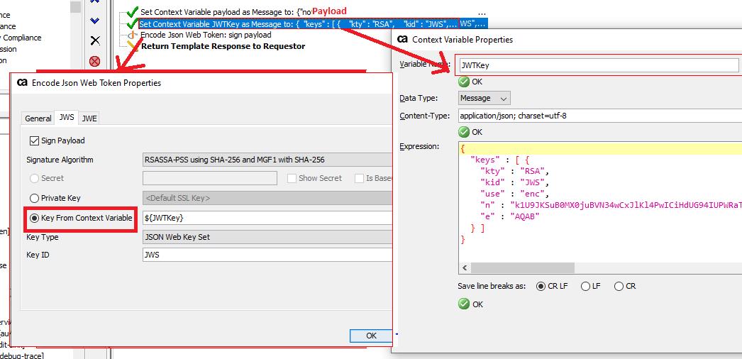 Create JWT with Key From Context Variable | Layer7 API Management