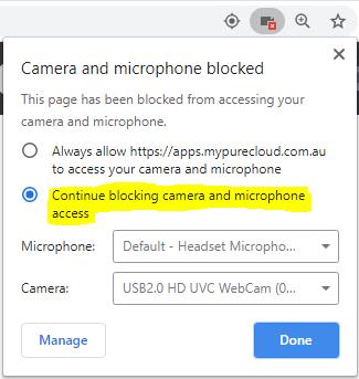 Webcam activating when logging into PureCloud | Genesys Cloud - Main