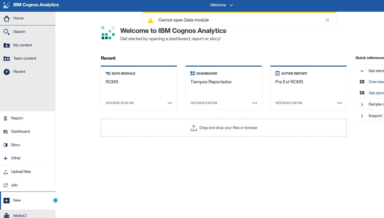 Error Data Module | Cognos Analytics