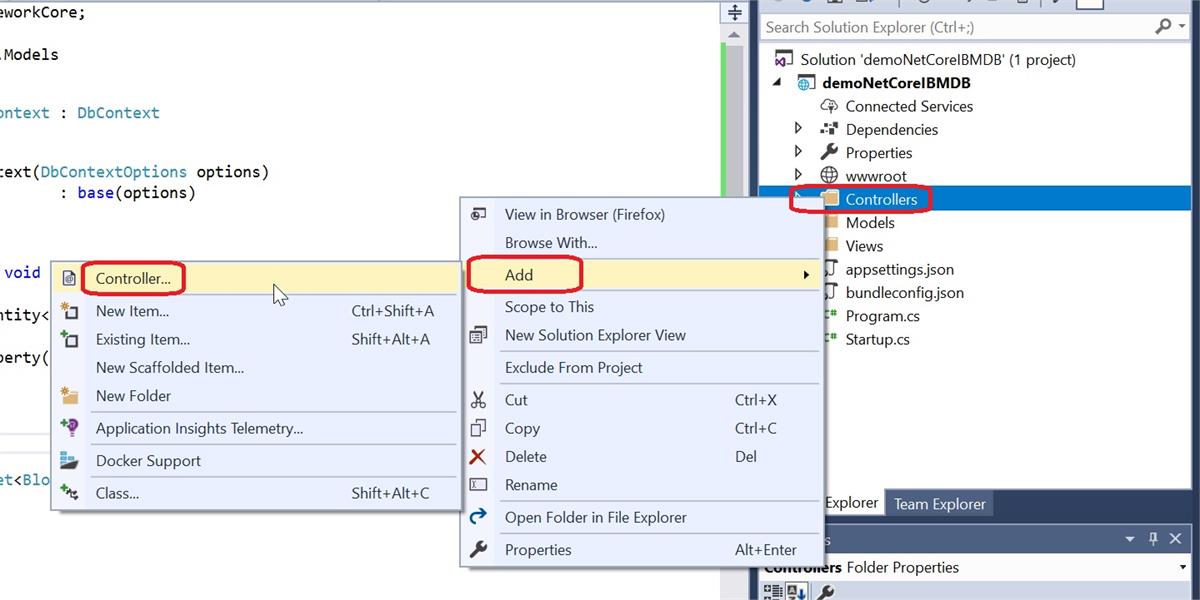 Getting started with ADO .NET Core MVC Web Application to access IBM ...