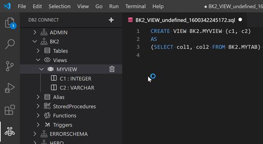 VS Code extension for Db2 Connect