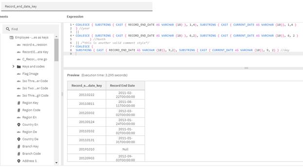 Cognos Analytics Modelling expression editor