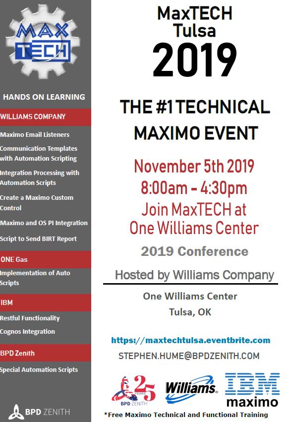 3 weeks to go until MaxTECH Tulsa! | MaxTECH Maximo Technical User Group