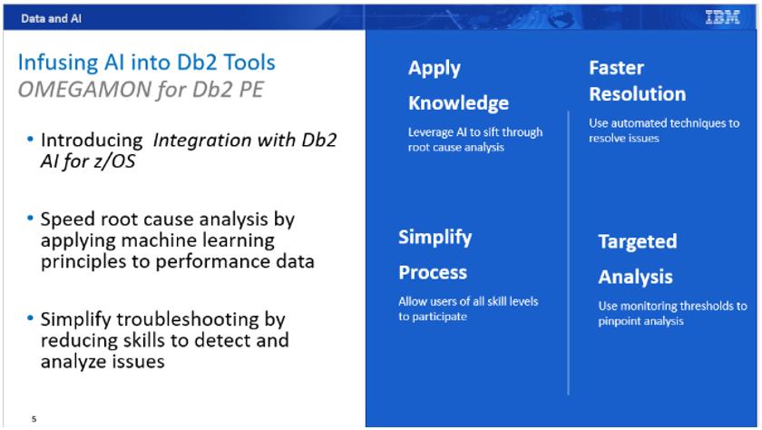 OMEGAMON for Db2 takes advantage of AI/ML while leveraging Db2 AI for z/OS