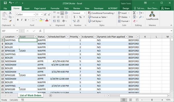 Connect from Excel to Maximo table via Maximo user account | Maximo