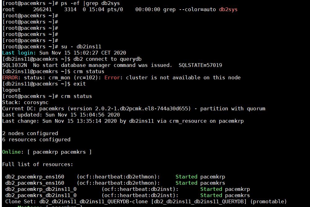 pacemaker status | Db2