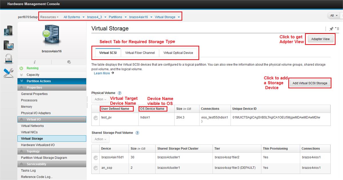 Partition Virtual Storage Management using HMC Enhanced UI