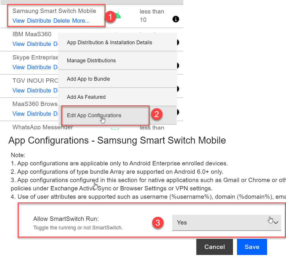 Samsung Smart switch Android Enterprise DO | IBM MaaS360