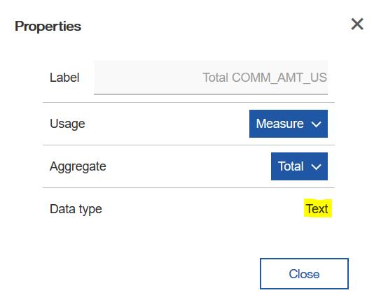 How to change "Data type" from text to decimal | Cognos Analytics