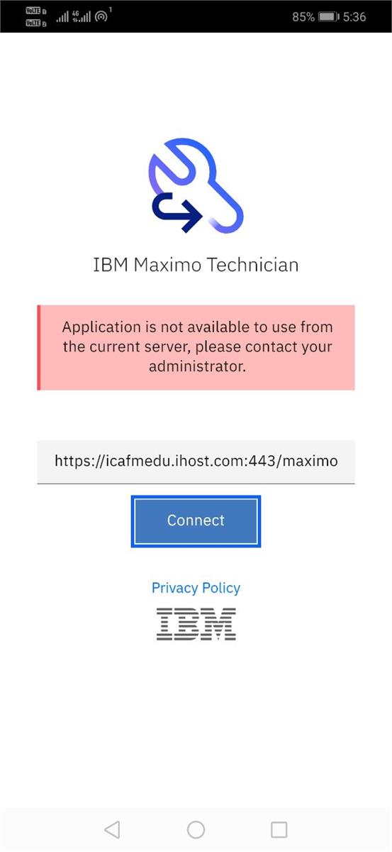 Unable to connect Maximo Anywhere 764 application | Maximo