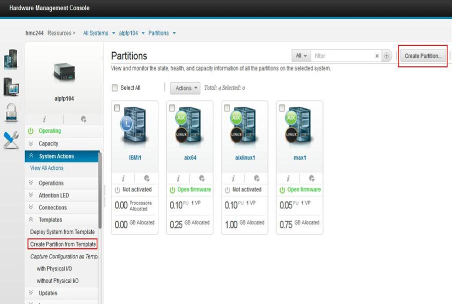 Create Partition using Partition Template in HMC
