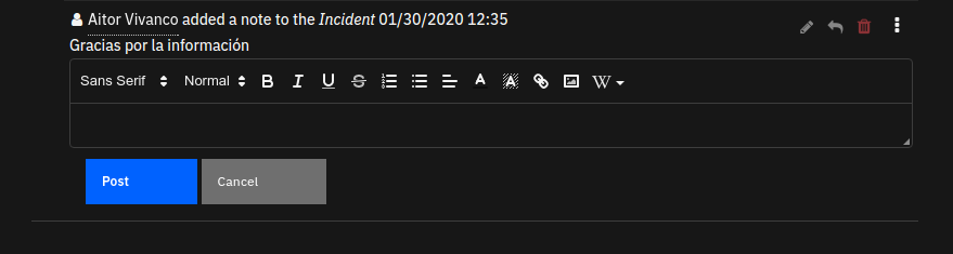 Invoke note editor with an action | IBM QRadar SOAR