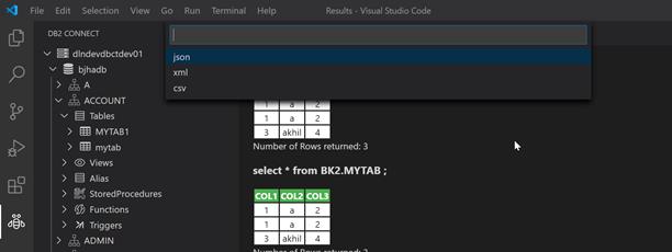 VS Code extension for Db2 Connect