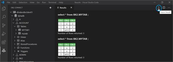 VS Code extension for Db2 Connect