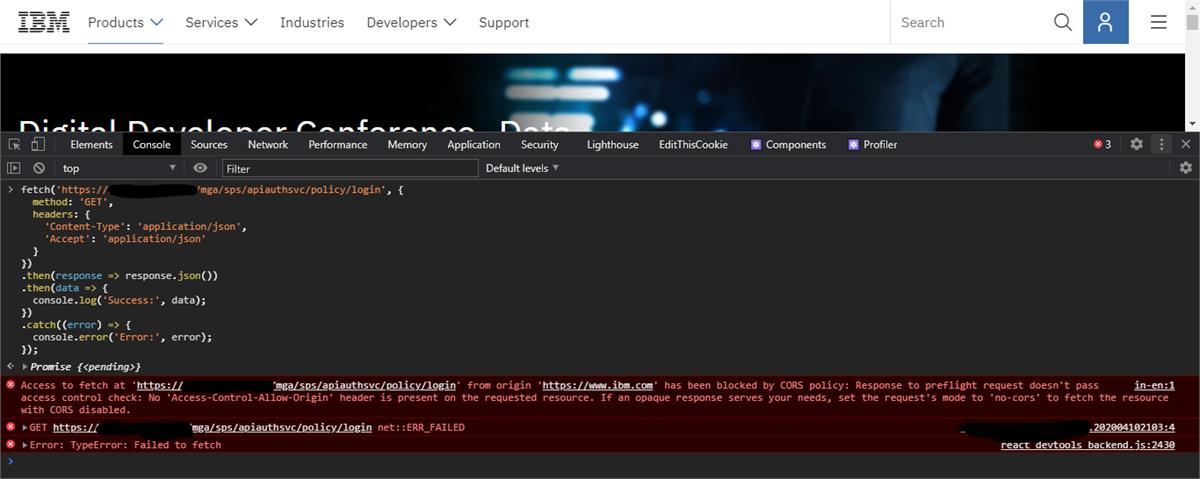 ISAM - Need Help in fixing cors issue | IBM Verify