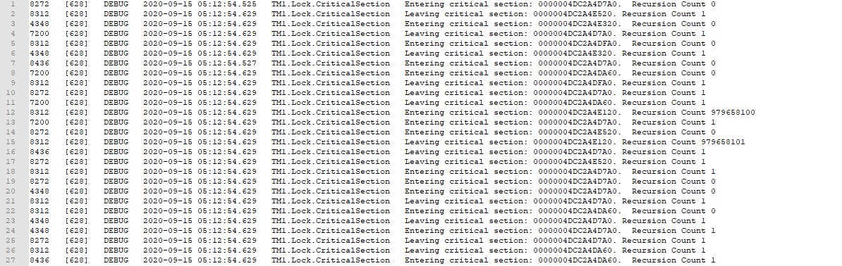 Server.log flooded with messages when add log4j.logger.TM1.Lock ...