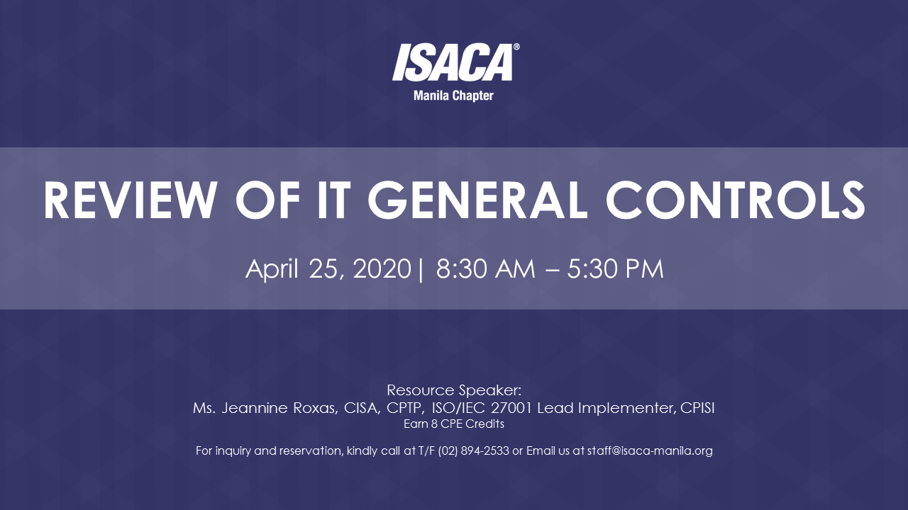 Review of Information Technology General Controls - Manila Chapter