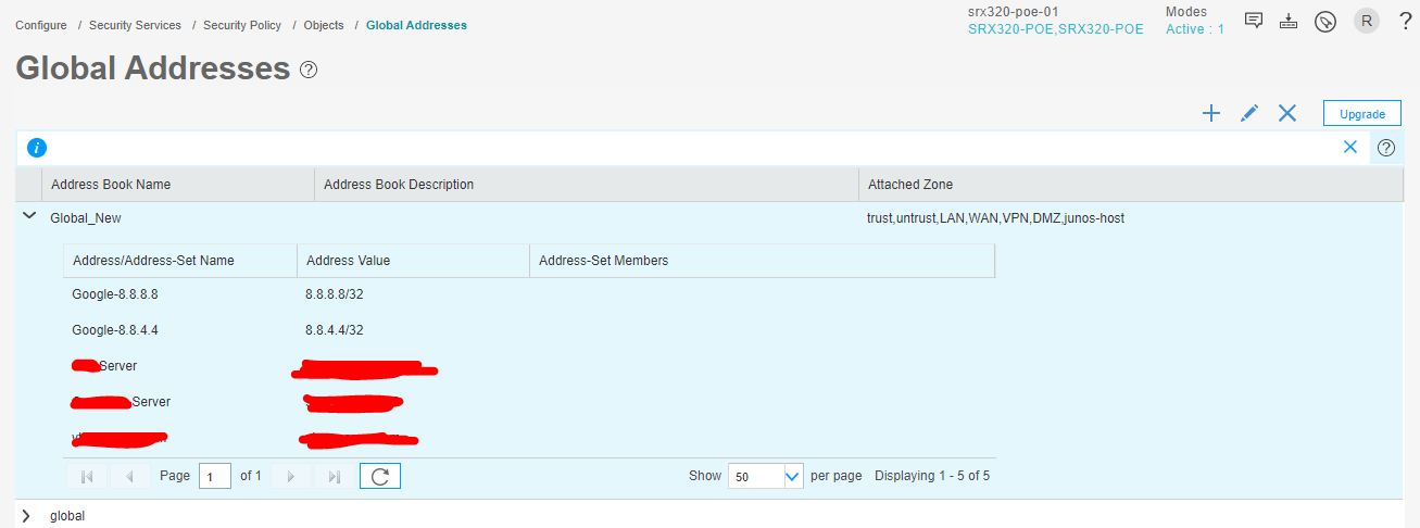 Global address book | SRX