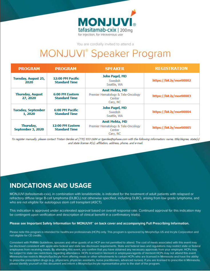 MONJUVI Speaker Program - Oncology Nursing Society