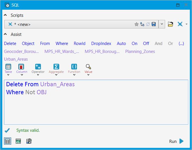 Where expression for Delete statements | MapInfo Pro