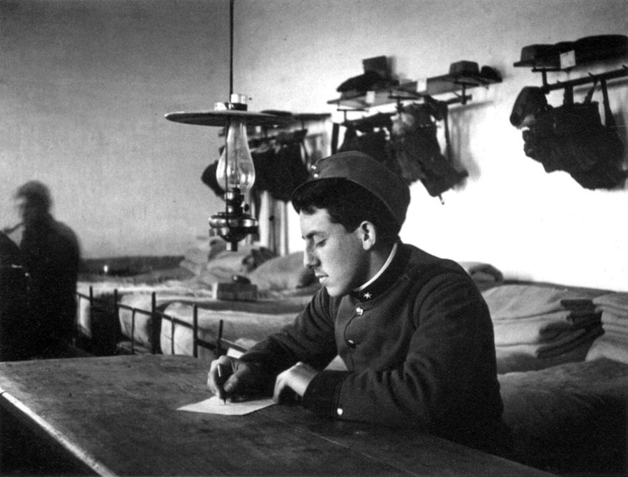 Soldier writing letter WWI - Holden Luntz Gallery