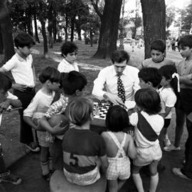 Bobby Fischer, Chess in Park, Children Gather Round - Holden Luntz Gallery