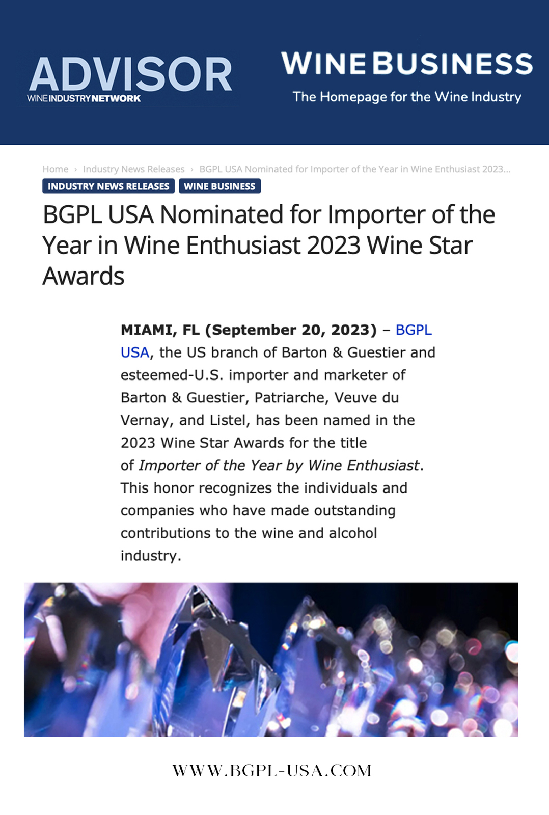 BGPL USA Nominated for Importer of the Year in Wine Enthusiast 2023 ...