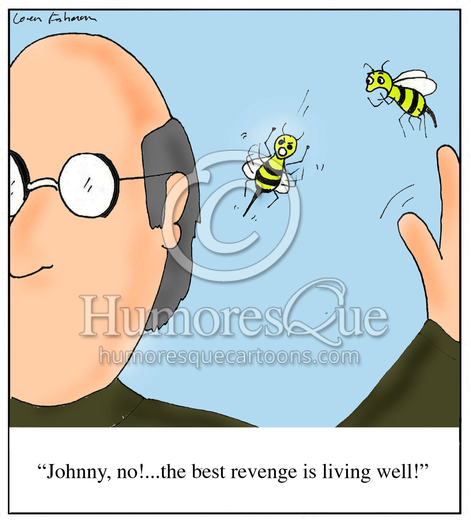 the best revenge is living well bee sting cartoon - Humoresque Cartoons