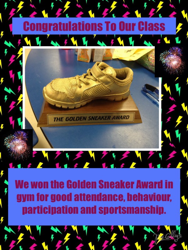 The Golden Sneaker Award – Mrs. Robbins & Mrs. Hill's Kindergarten Website