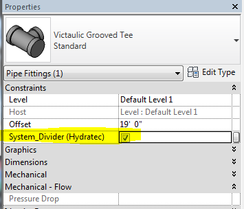 System_Divider (Hydratec): Check this property on a fitting, pipe, or ...