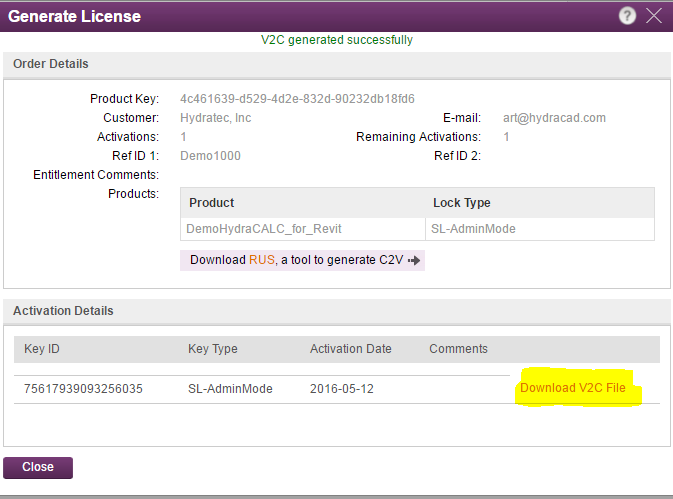 You will then need to download the V2C file.