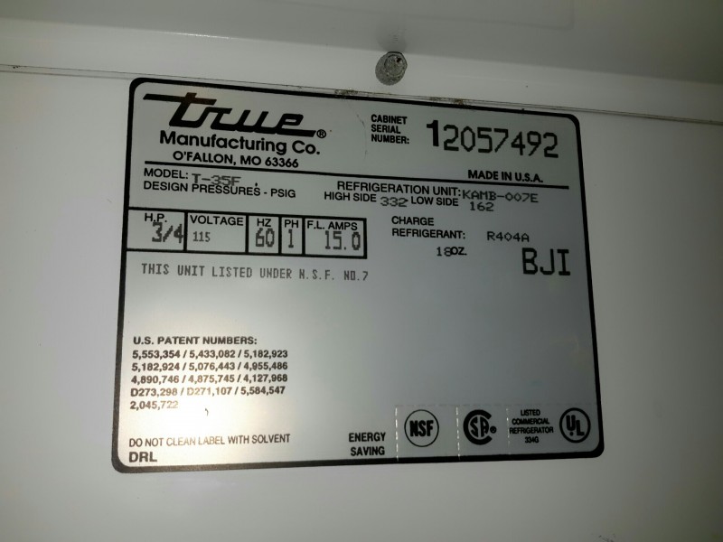 iBid Lot # 6862 - True Freezer Model T-35F