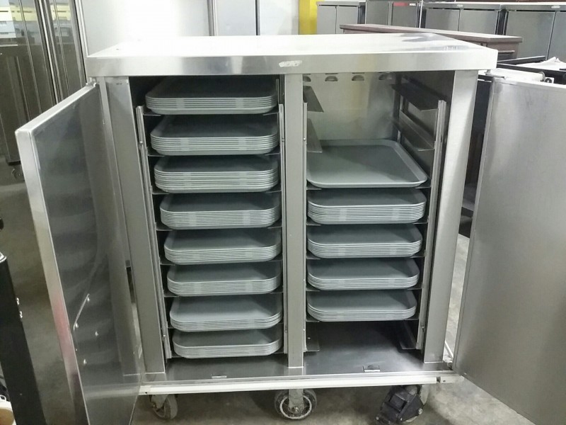 iBid Lot # 5763 - Stainless Steel Food Tray Delivery Cart w/Trays
