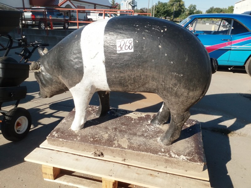 iBid Lot #3268 Concrete Pig Statue