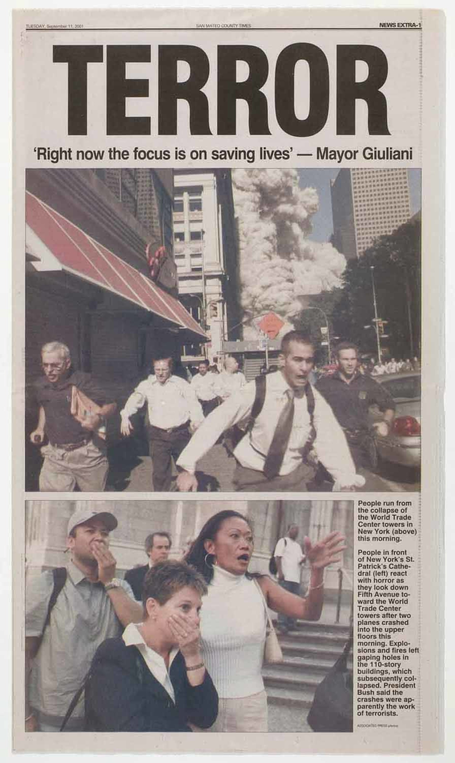 Newspaper: Attack: Thousands Feared Dead as Planes Hit World Trade ...