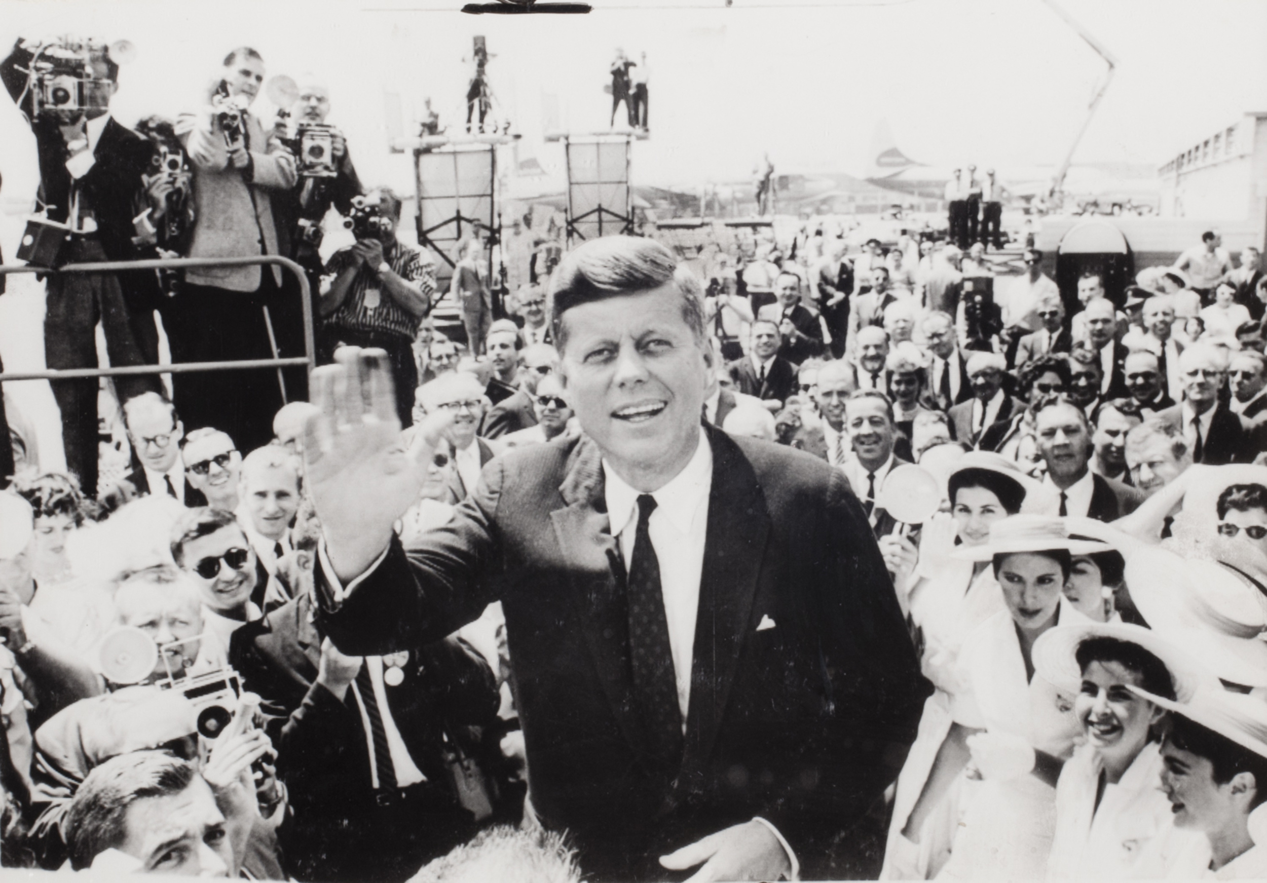 [John F. Kennedy campaigning for Democratic presidential nomination ...