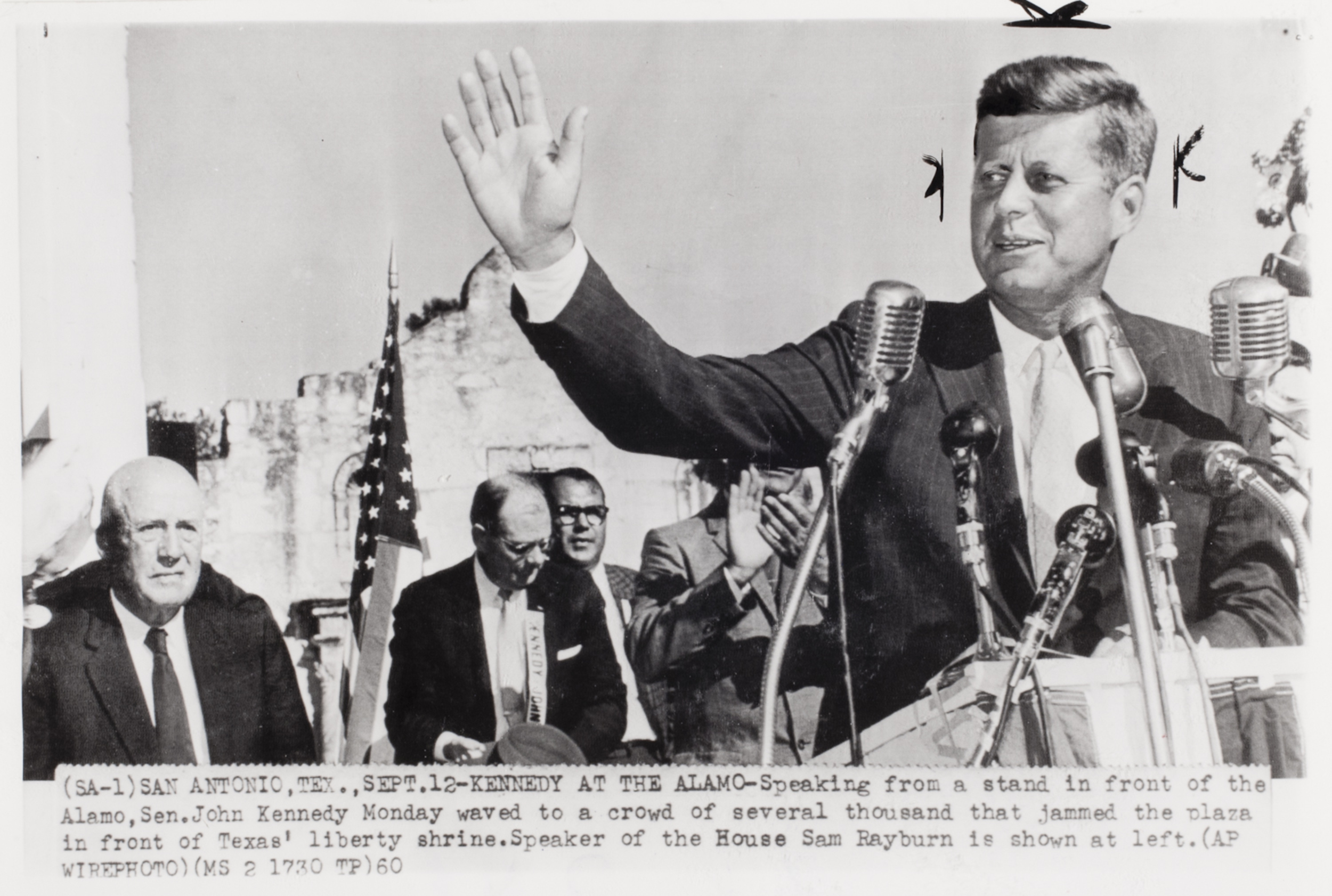 [John F. Kennedy speaking in front of the Alamo, San Antonio, Texas ...