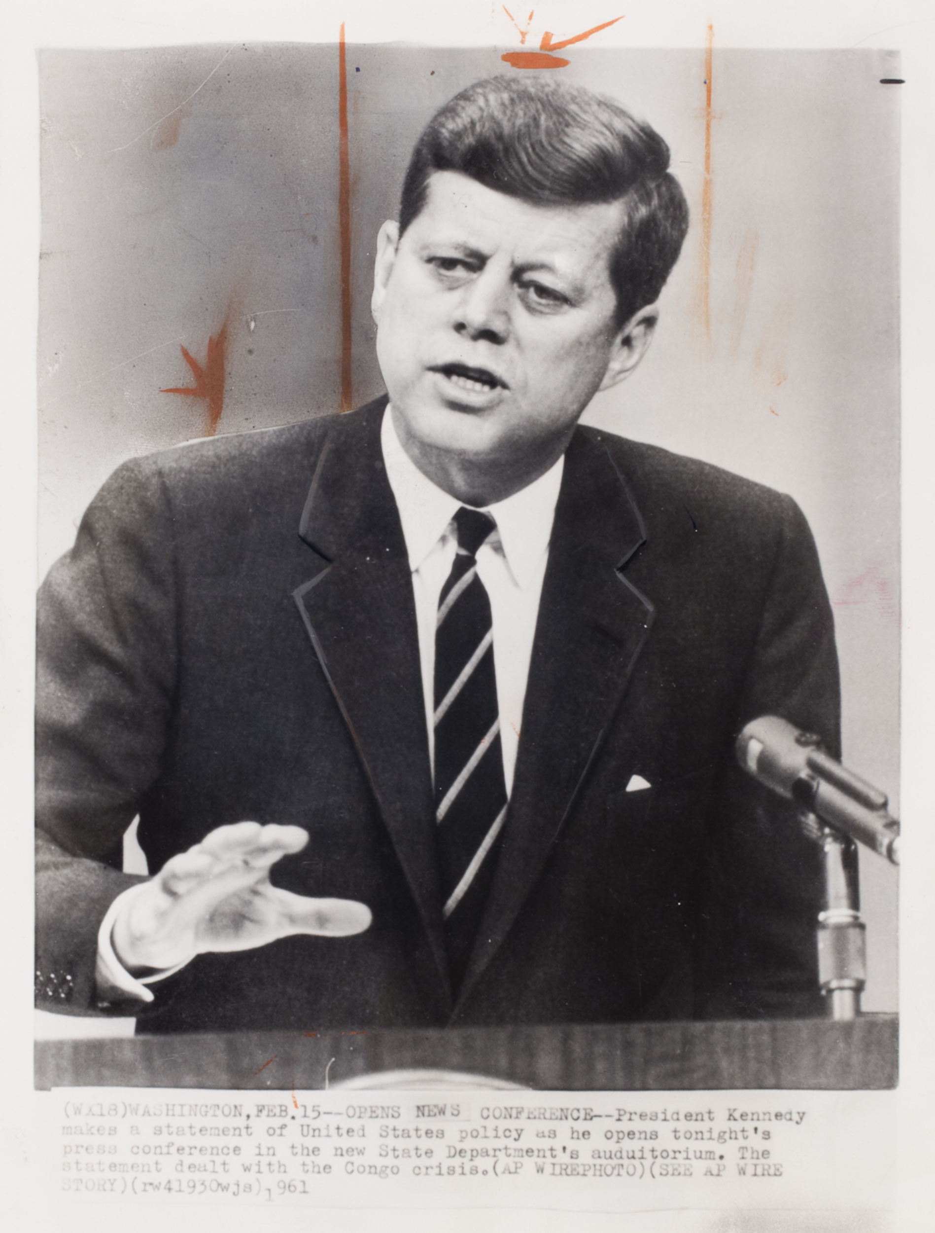 [John F. Kennedy discussing US foreign policy in news conference, State ...