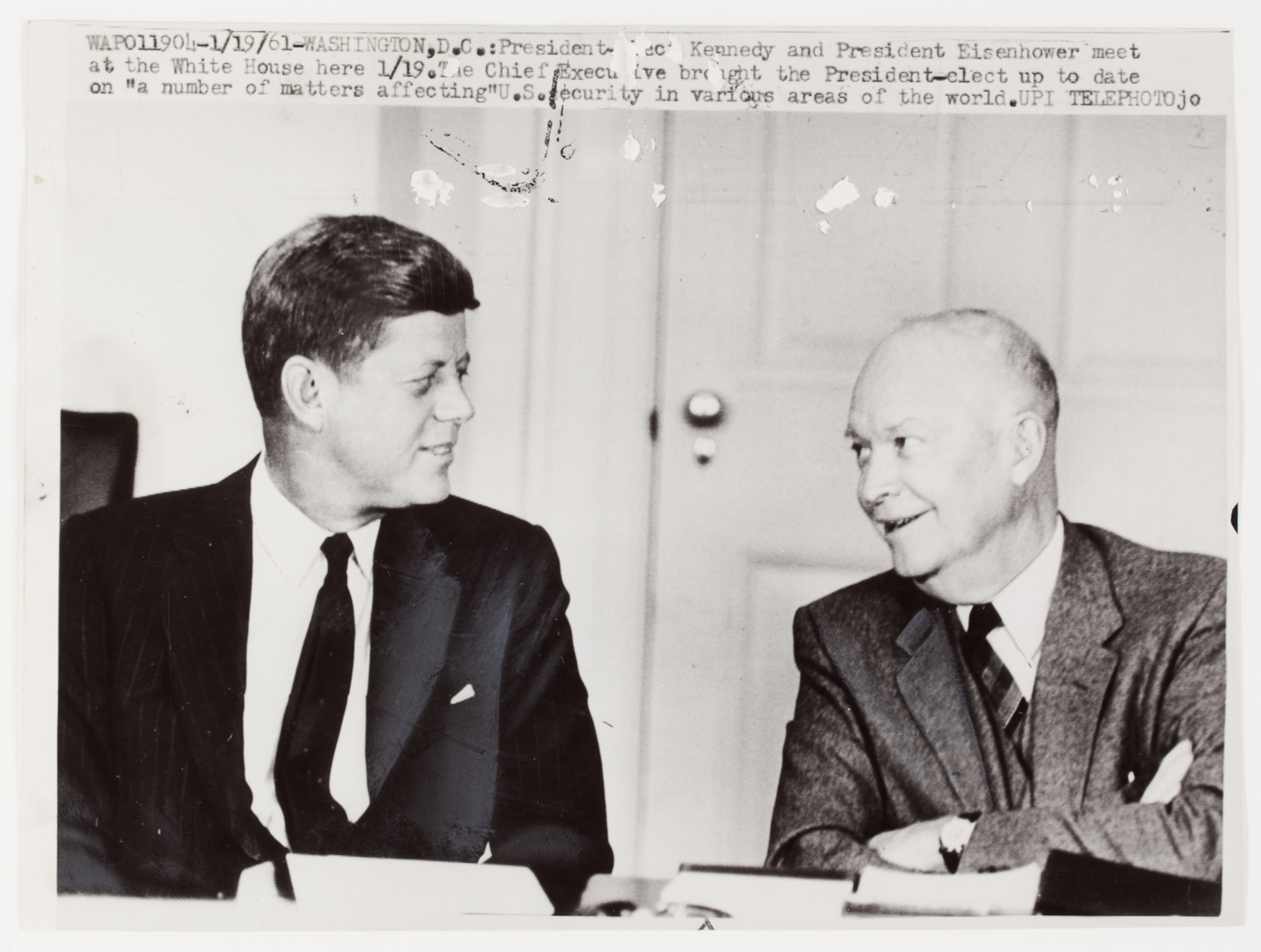[President-elect John F. Kennedy sitting next to President Dwight D ...