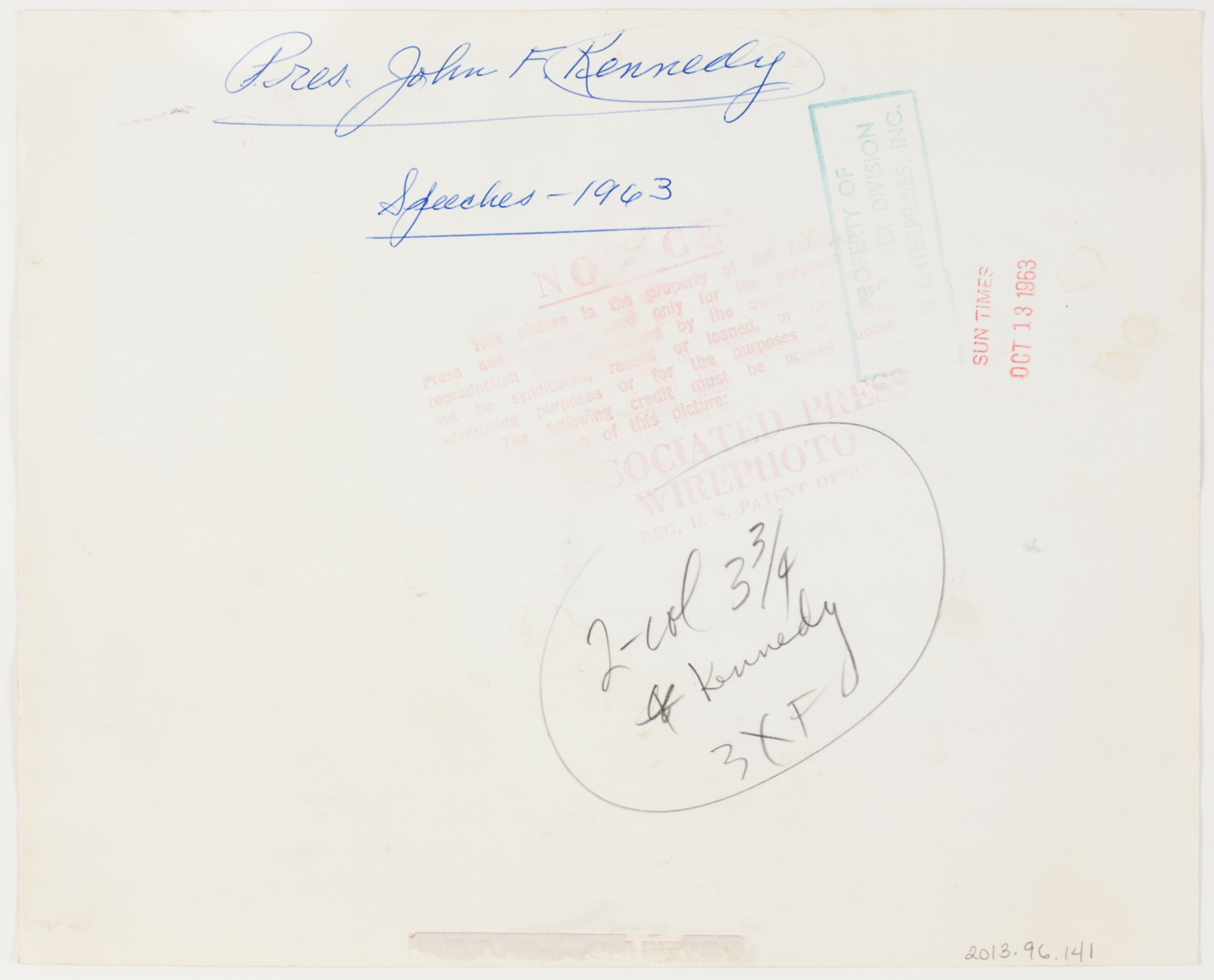 [President John F. Kennedy at the White House with Representative ...