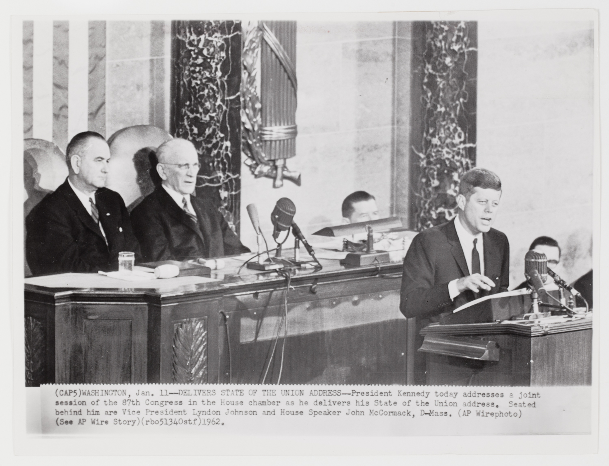 [President John F. Kennedy speaking at a joint session of Congress in ...