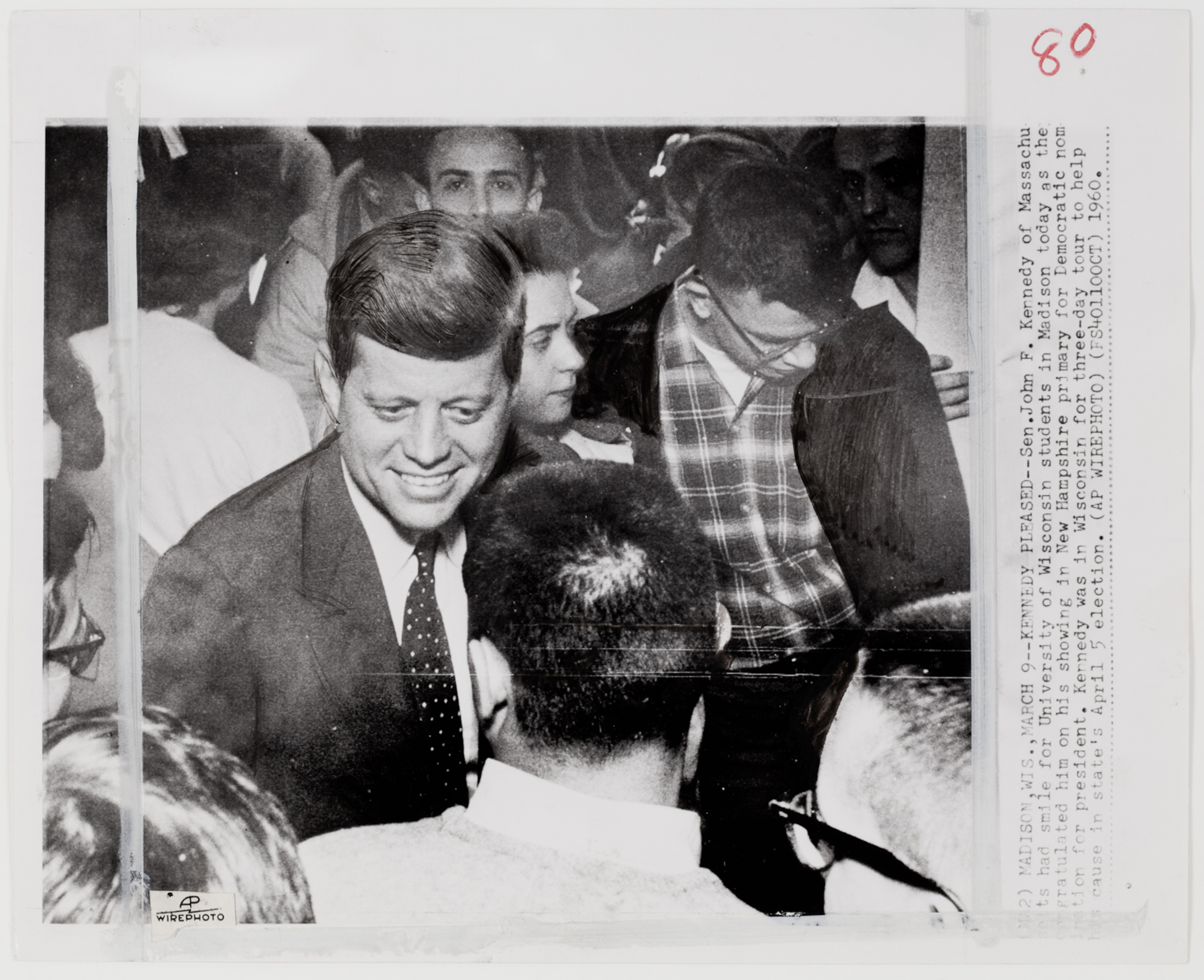 [Senator John F. Kennedy amidst crowd, Madison, Wisconsin ...