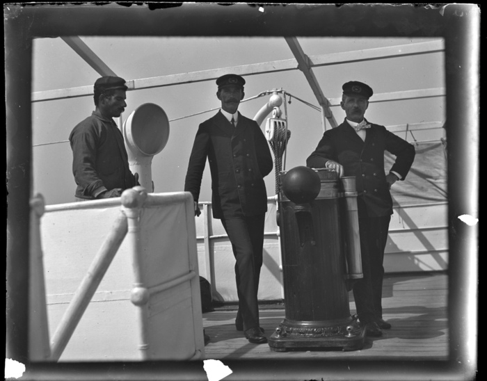[Haley and Finermen on bridge, SS Parima] | International Center of ...