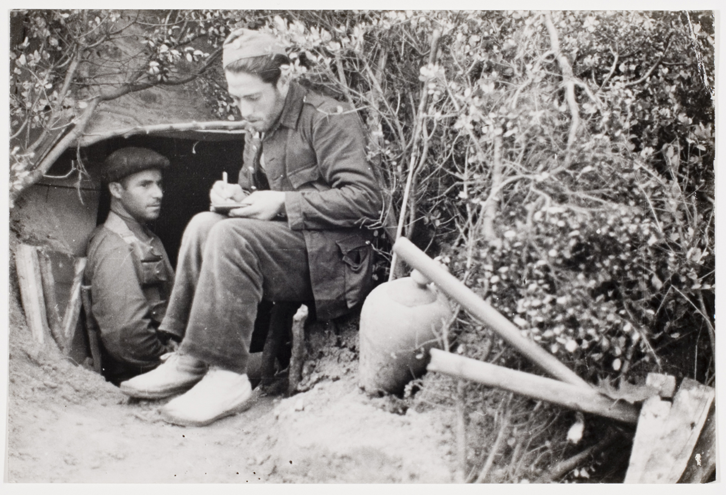 [Loyalist soldier writing, outside Madrid] | International Center of ...