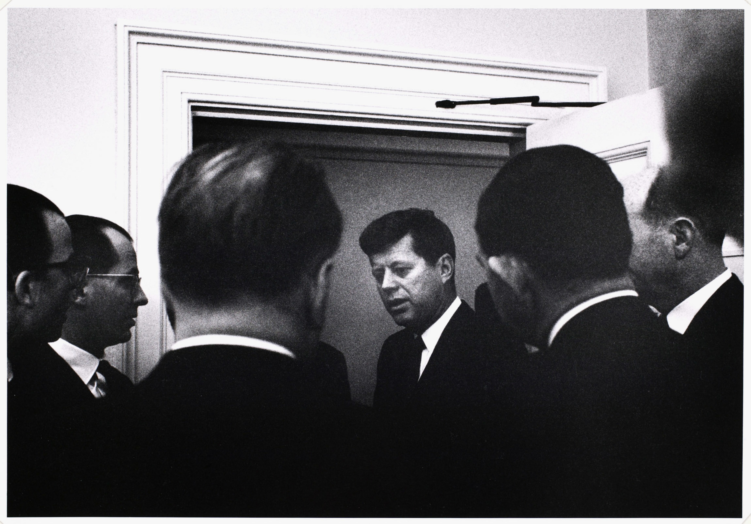 [John F. Kennedy and Secretary of State Dean Rusk speaking with German ...