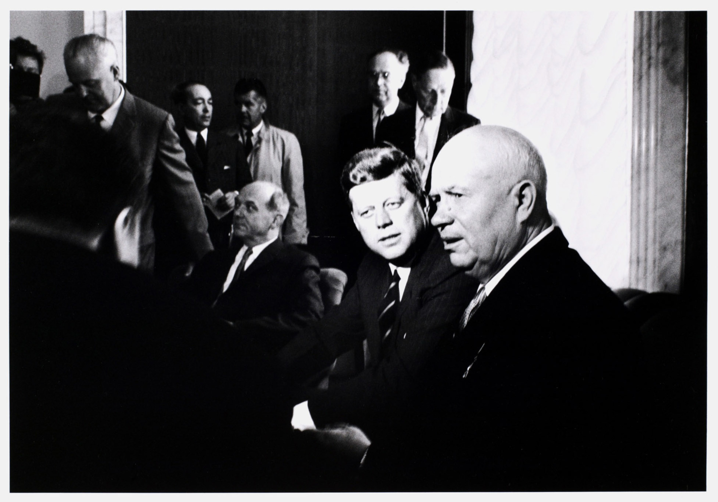 [Nikita Khrushchev and John F. Kennedy meeting at the Soviet Embassy ...